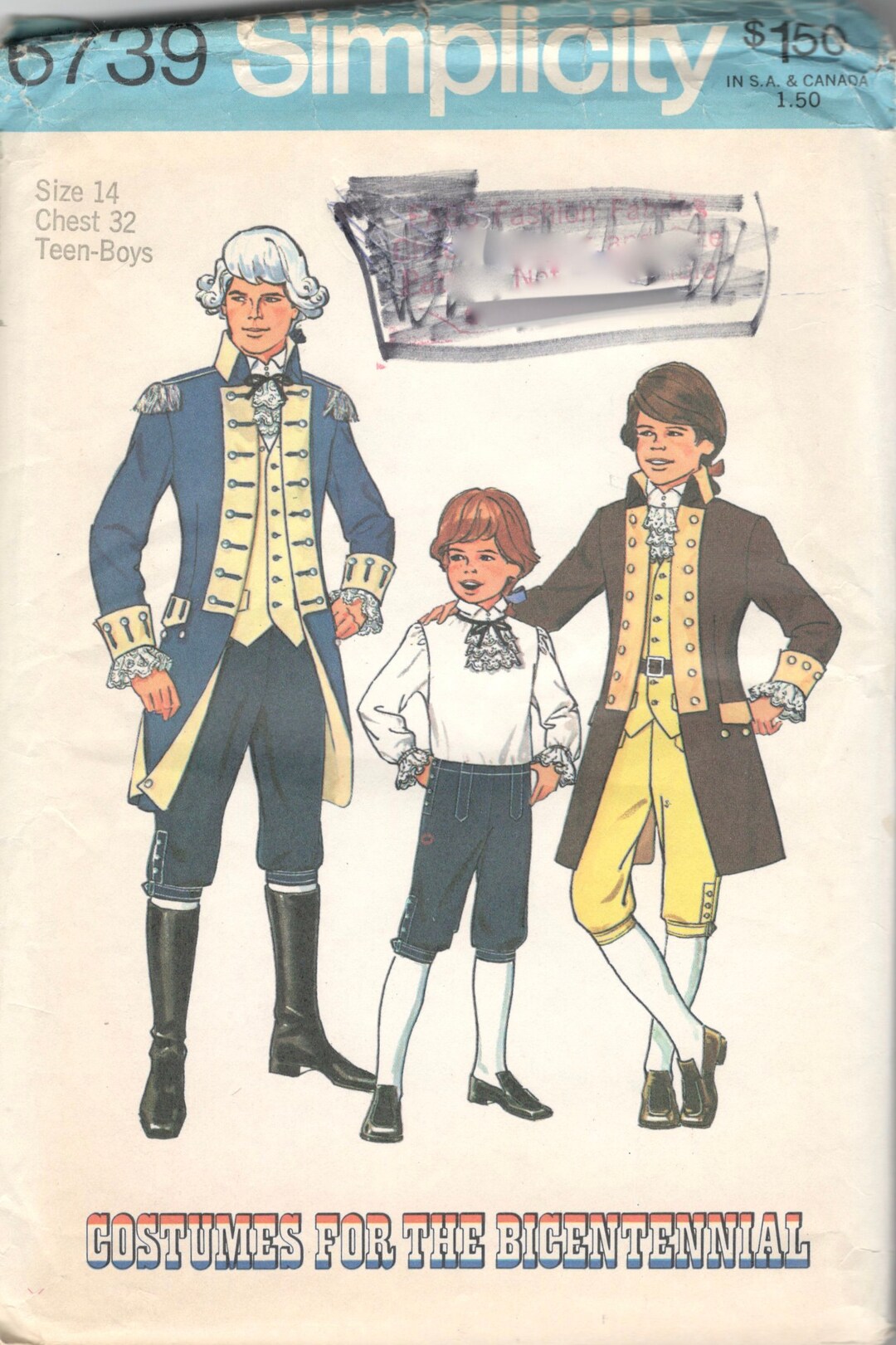 Simplicity 6739 Military Patriotic Costume Pattern Bicentennial Coat ...