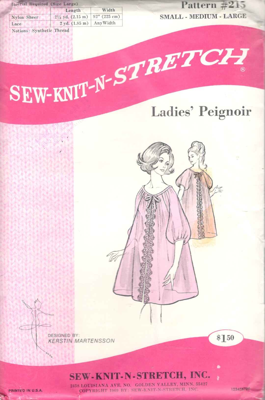 Sew Knit N Stretch 215 1960s PEIGNOIR Pattern Sheer Robe Balloon ...