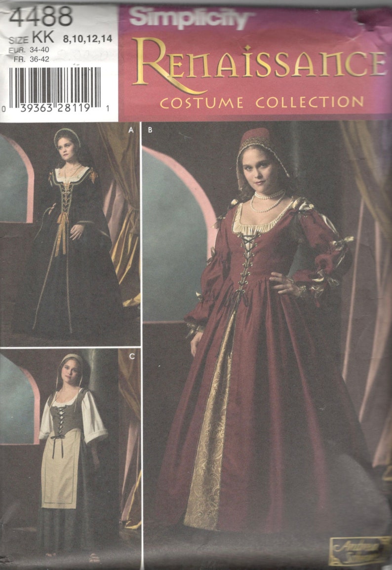 Simplicity 4488 Misses Renaissance Costume Pattern Princess | Etsy