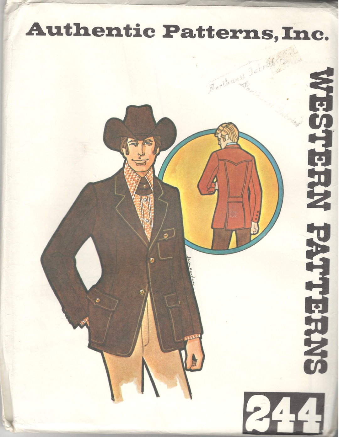 Tailored Western Blazer Pattern Authentic 244 Adult Vintage 1970s Mens ...
