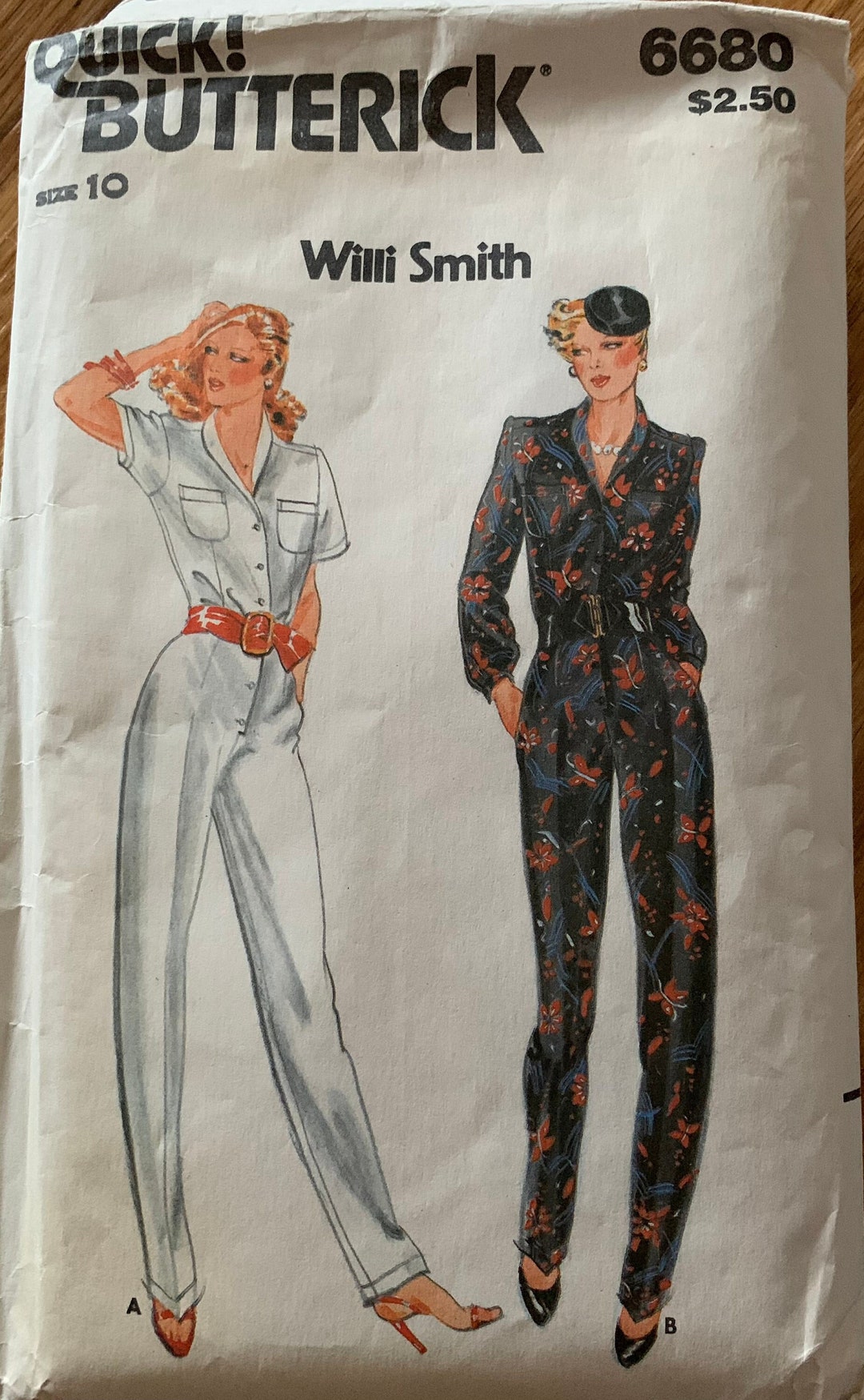 1980s Butterick 6680 Willi Smith Misses Disco Jumpsuit Pattern Womens ...