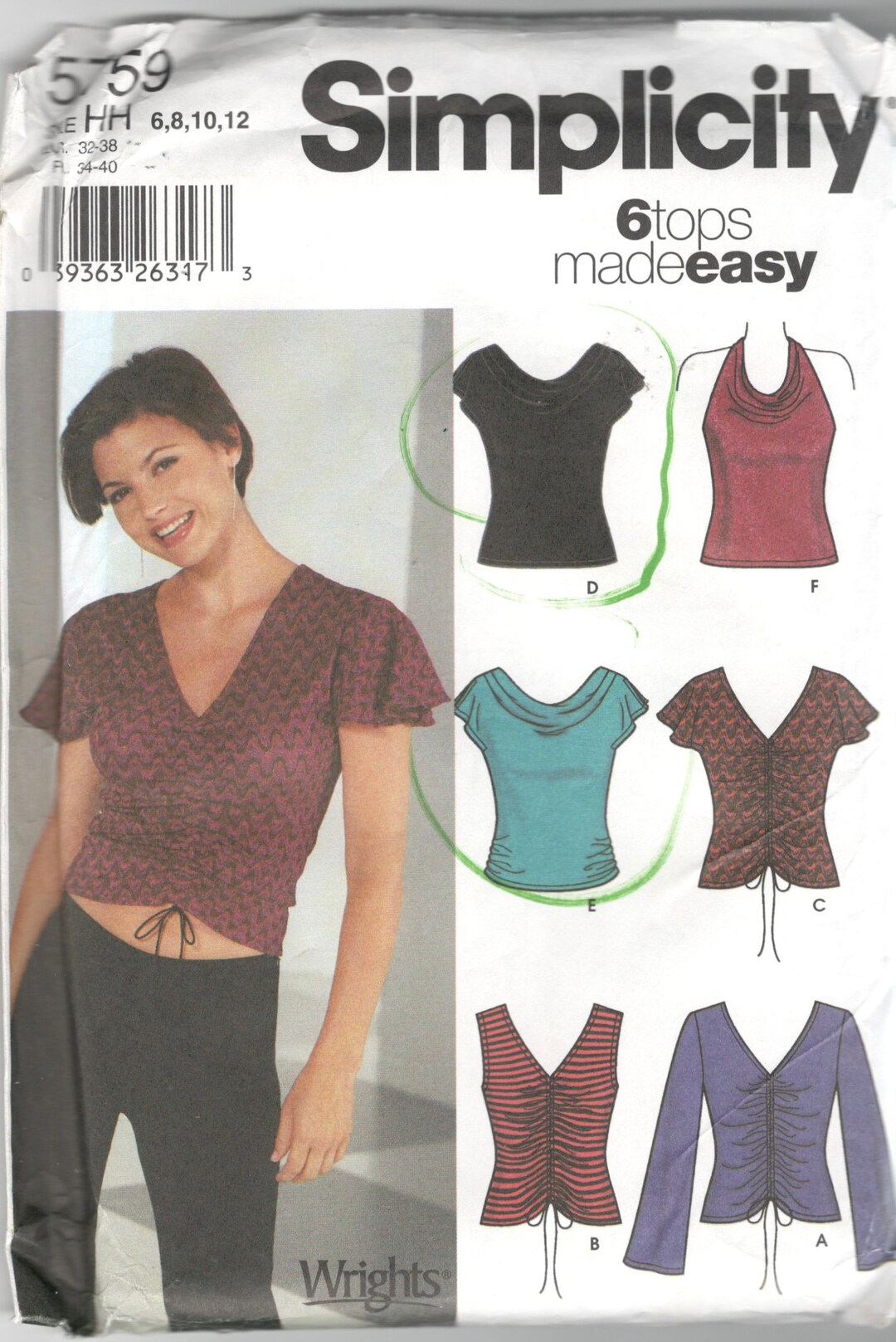 Simplicity 5759 Easy Tops Pattern 6 Knit Tops Pullover Halter Neckline ...