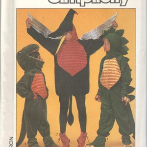 Simplicity 8332 1980s Boys Girls DINOSAUR Costume Pattern T - Etsy