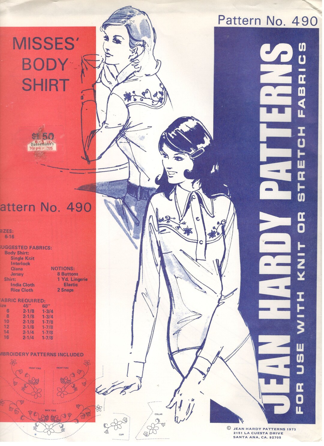 Jean Hardy 490 Bodysuit Pattern Embroidery Pattern Included Snap Crotch ...