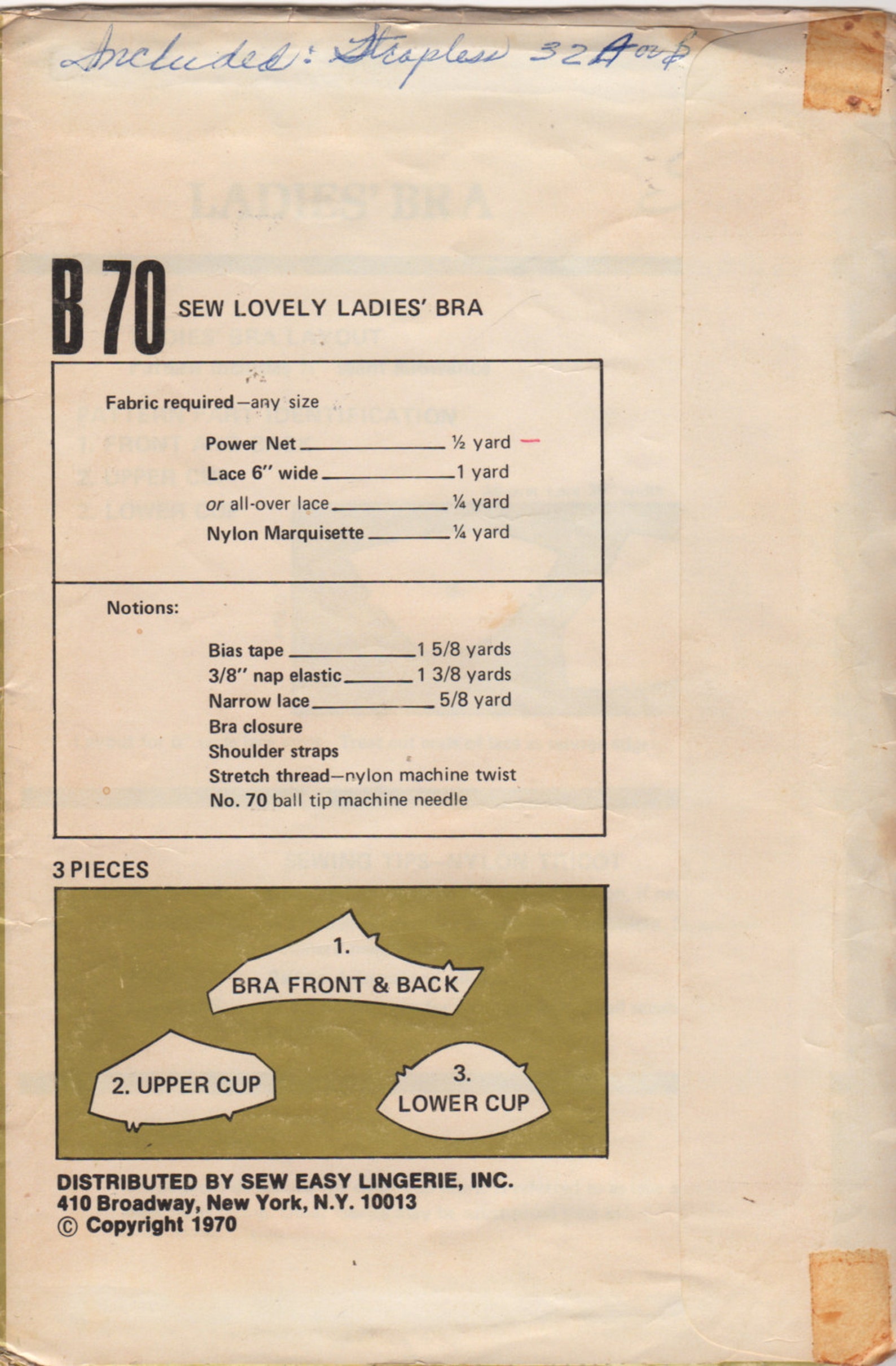 Sew Lovely B70 1970s Misses Ladies Designer Bra Pattern Sizes - Etsy