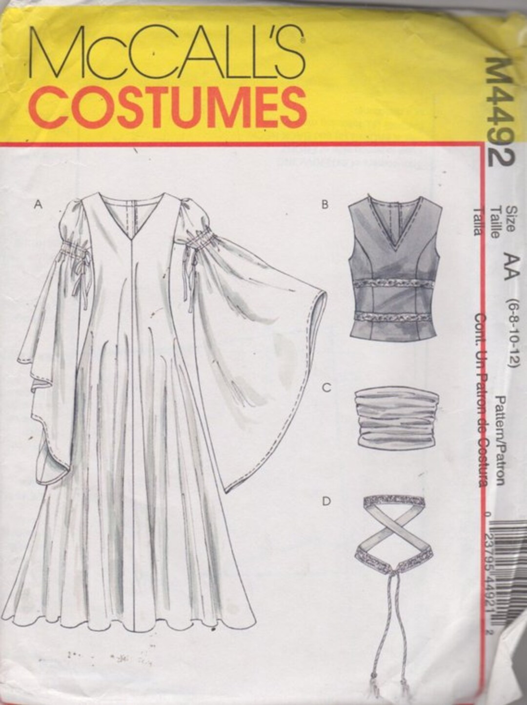 Mccalls 4492 Ren Faire Costume Pattern Dress Vest Belt Cummerbund ...