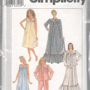 Simplicity 8965 Pullover Nightgown Robe Bed Jacket Pajamas Pattern 8310 ...