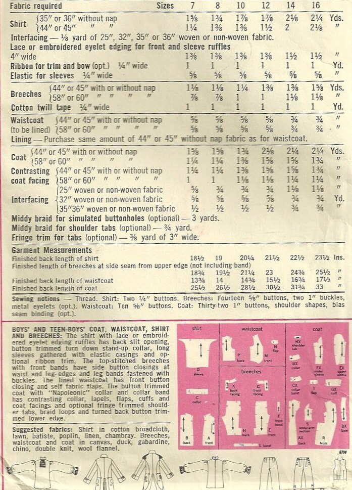 Simplicity 6739 Boys Bicentennial Pattern Reenacetmencoat Waistcoat ...