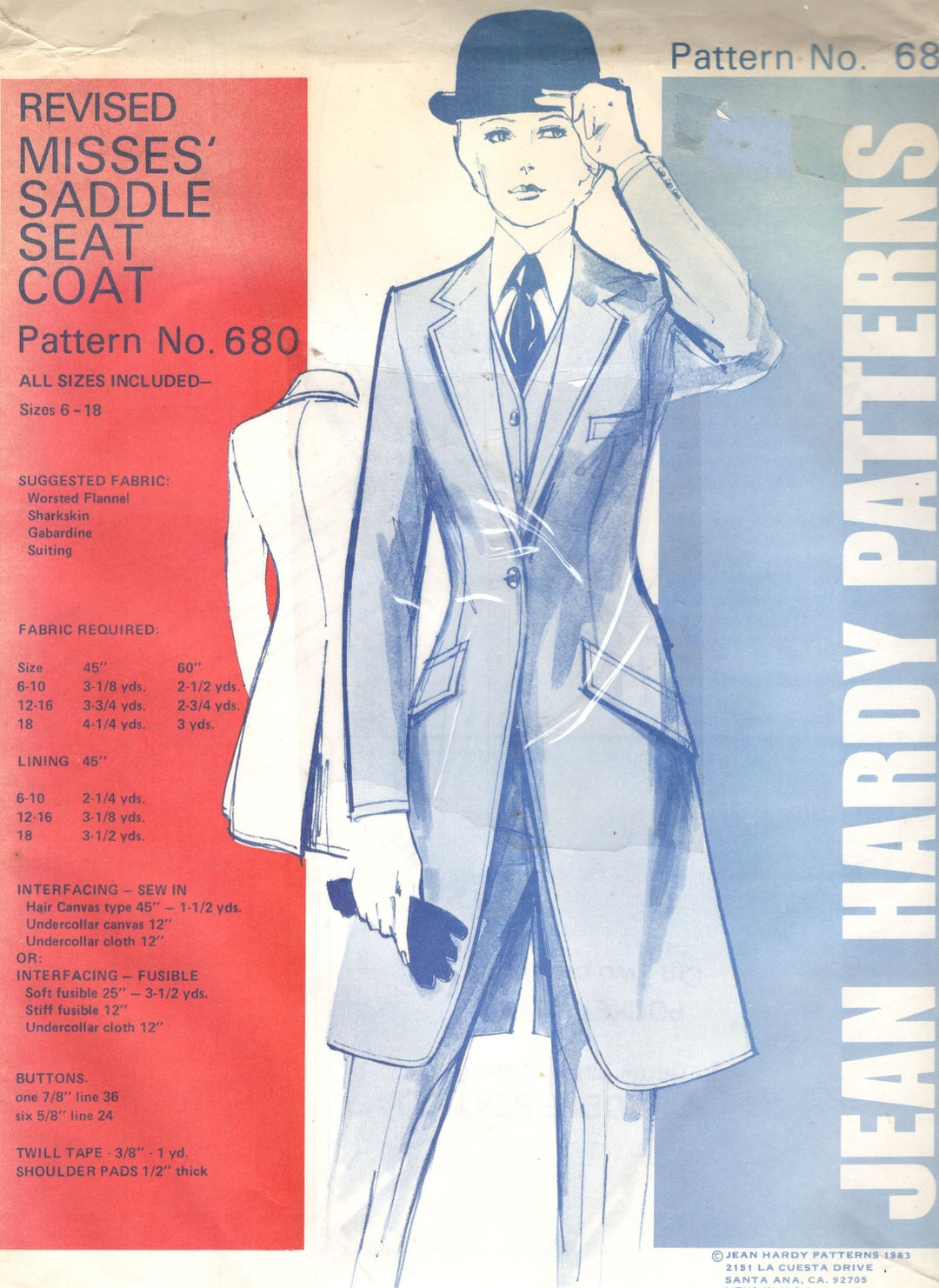 Jean Hardy 680 1970s Misses Saddle Seat Coat Pattern Show Apparel ...