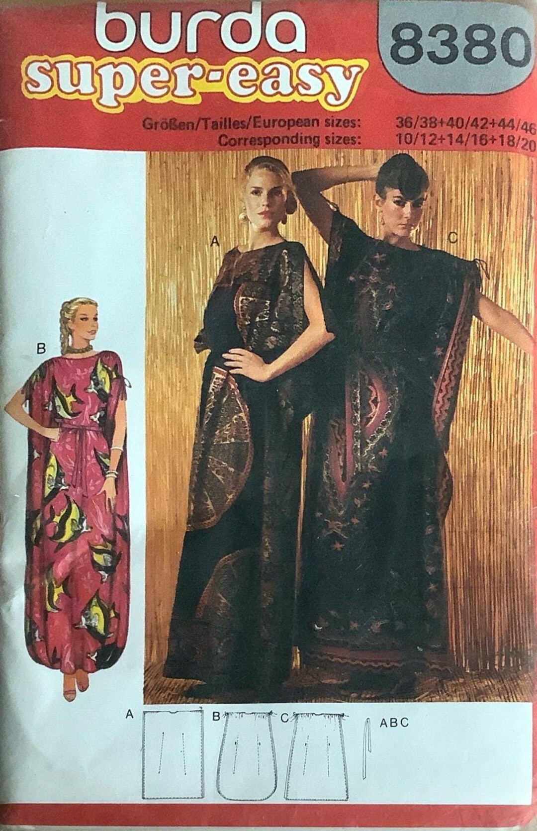 Burda 8380 Super Easy Womens Loose Fitting Pullover Caftan Pattern ...