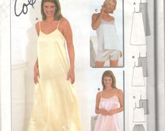 Simplicity 8480 Misses Slip Nightgown Camisole Tap Pants and Wrap Robe ...
