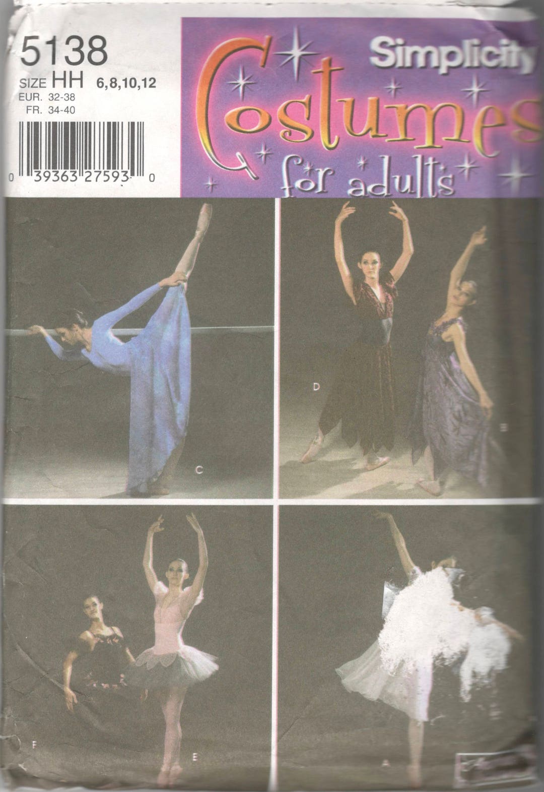 Simplicity 5138 Misses Ballet Ballerina Costume Pattern TUTU Pattern ...