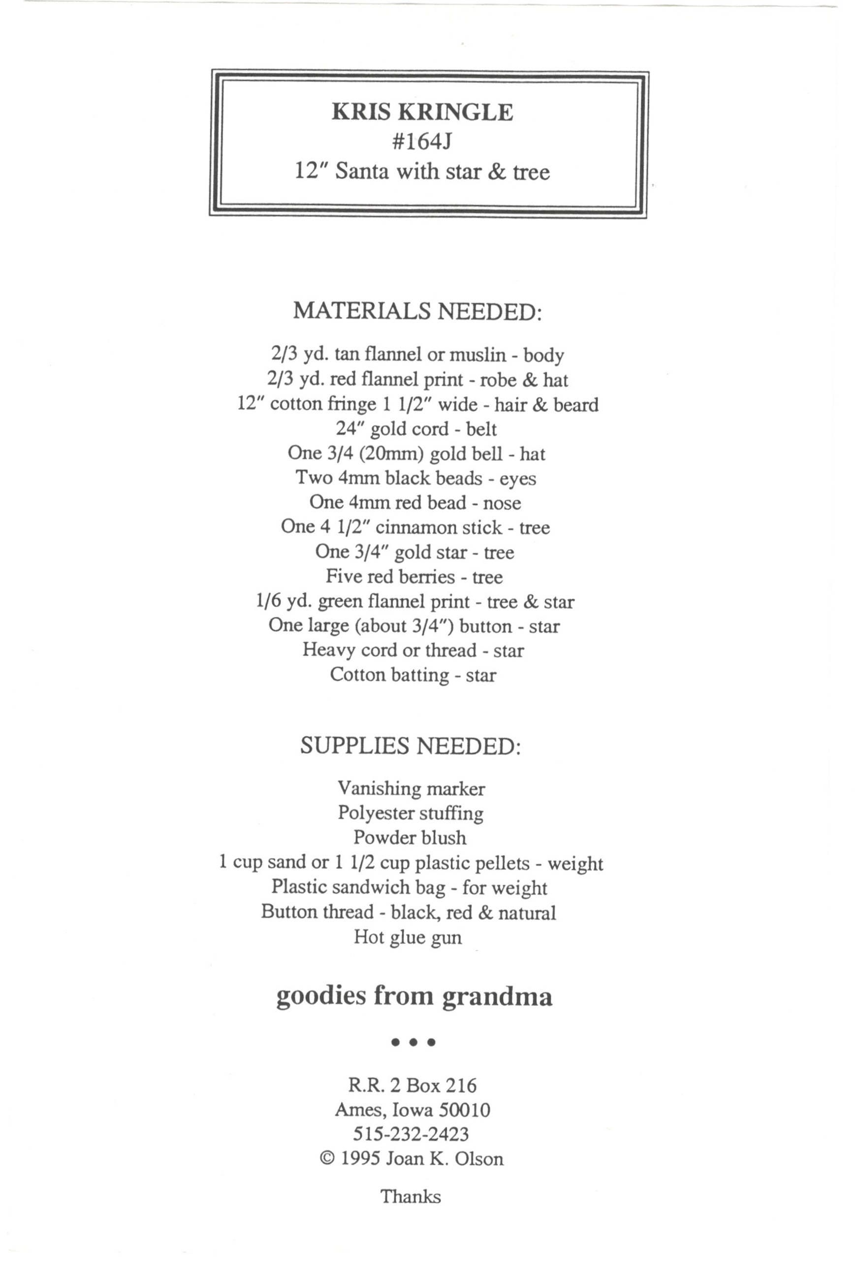 Goodies From Grandma 164J 12 Inch Kris Kringle Santa Doll - Etsy