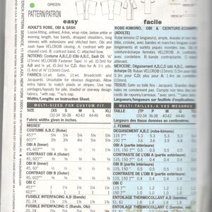 UNCUT Butterick 6698 Wrap Robe Obi Sash Butterick P451 Yukata Kimono ...