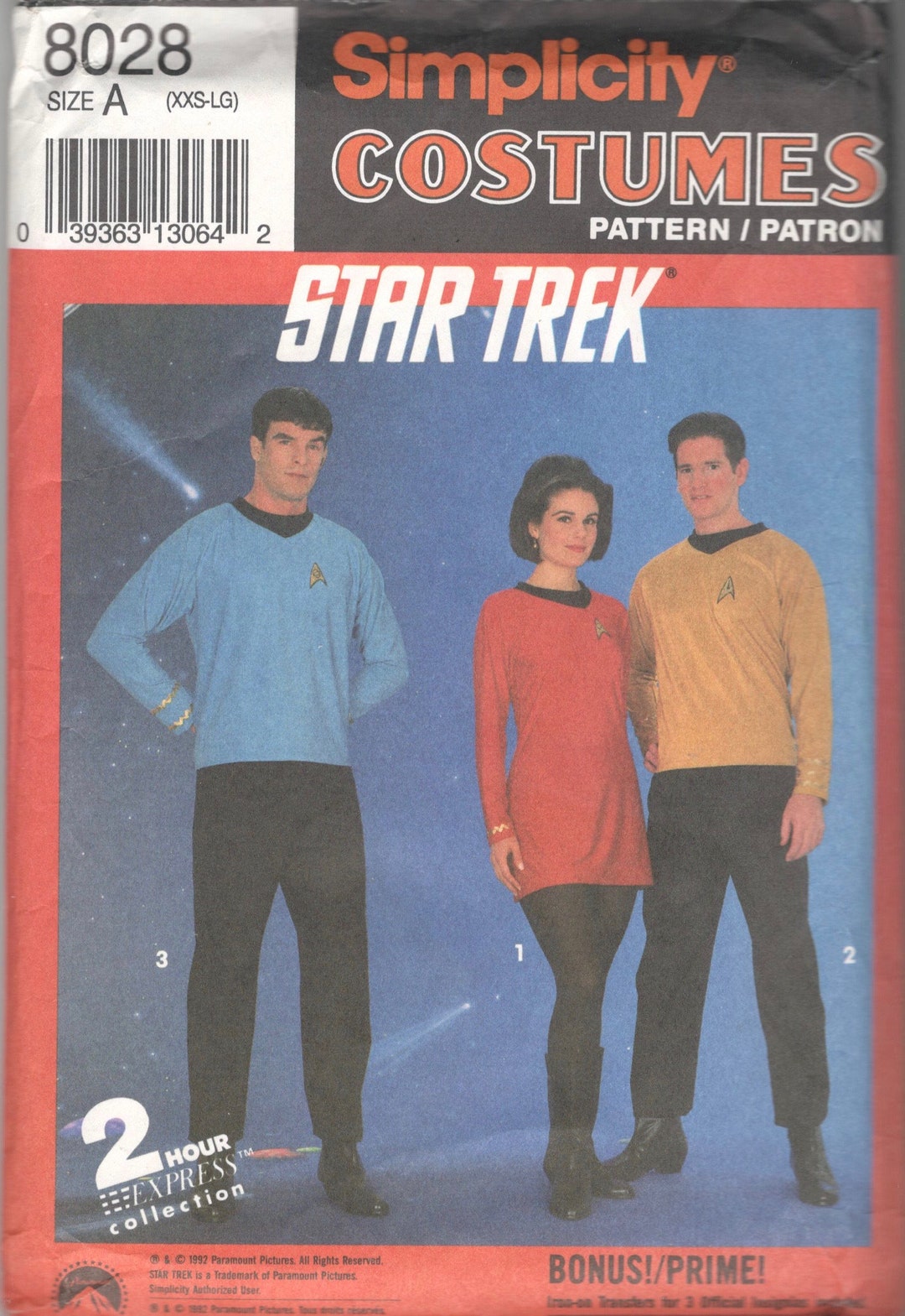 Simplicity 8028 Mens Womens Teens Star Trek Costume Pattern Dress ...