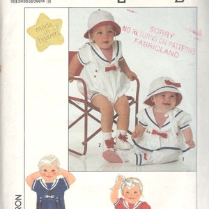 Simplicity 9537 1980s Babies Romper Jumpsuit Hat Pattern Boys Girls ...