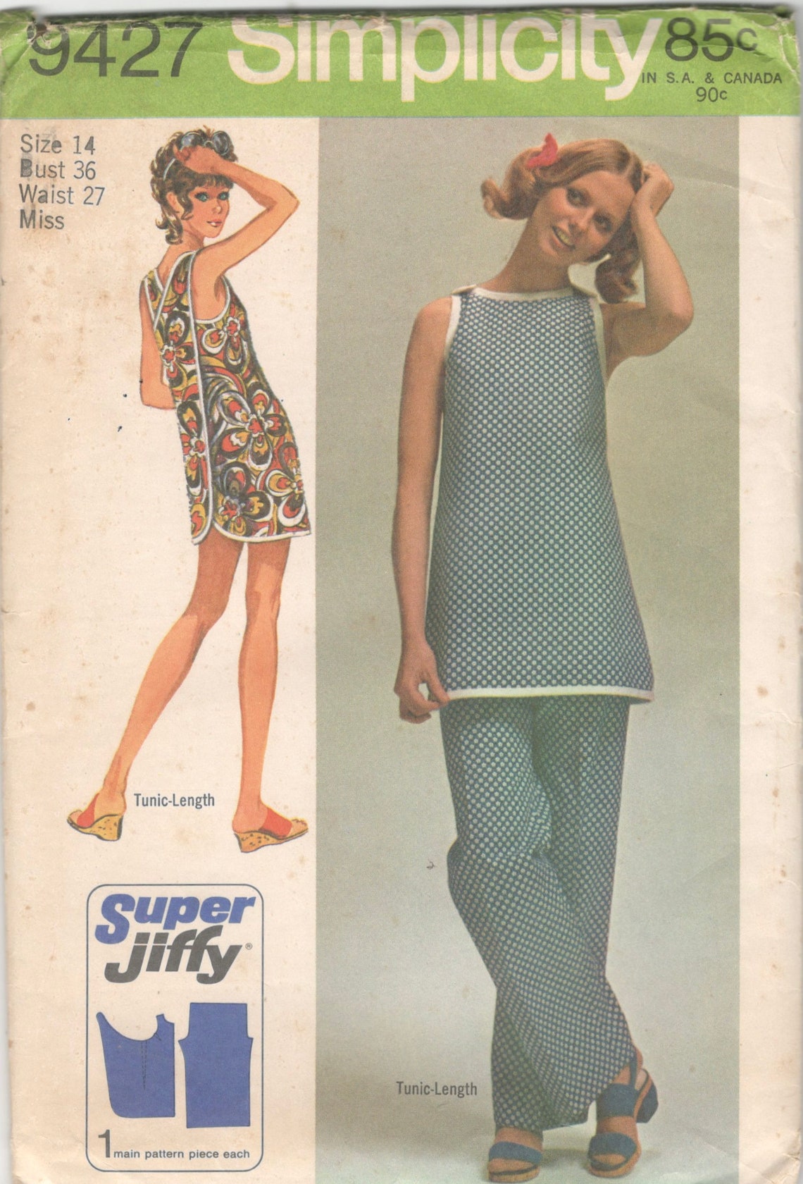 Simplicity 9427 1970s Misses Cover up Tunic and Pants Pattern - Etsy