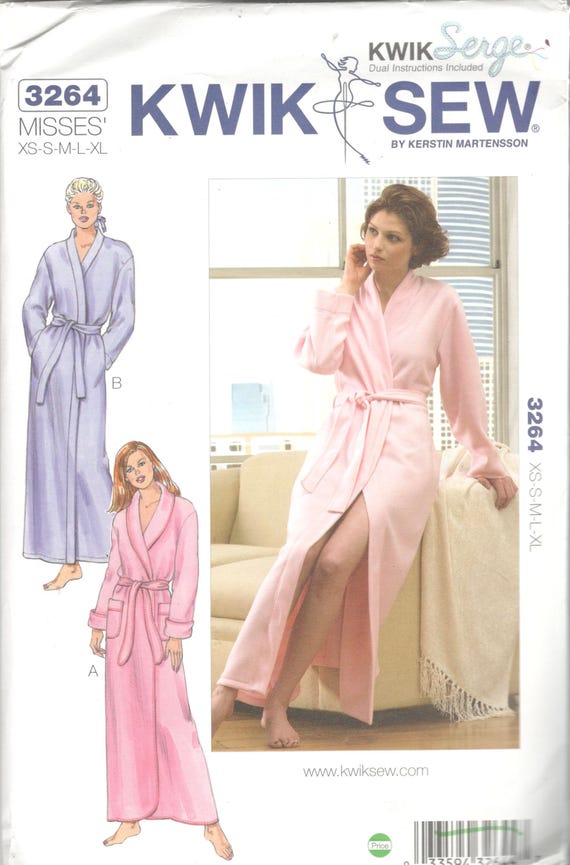 Kwik Sew 3264 Misses Cuffed Shawl Collar Wrap Robe Pattern | Etsy