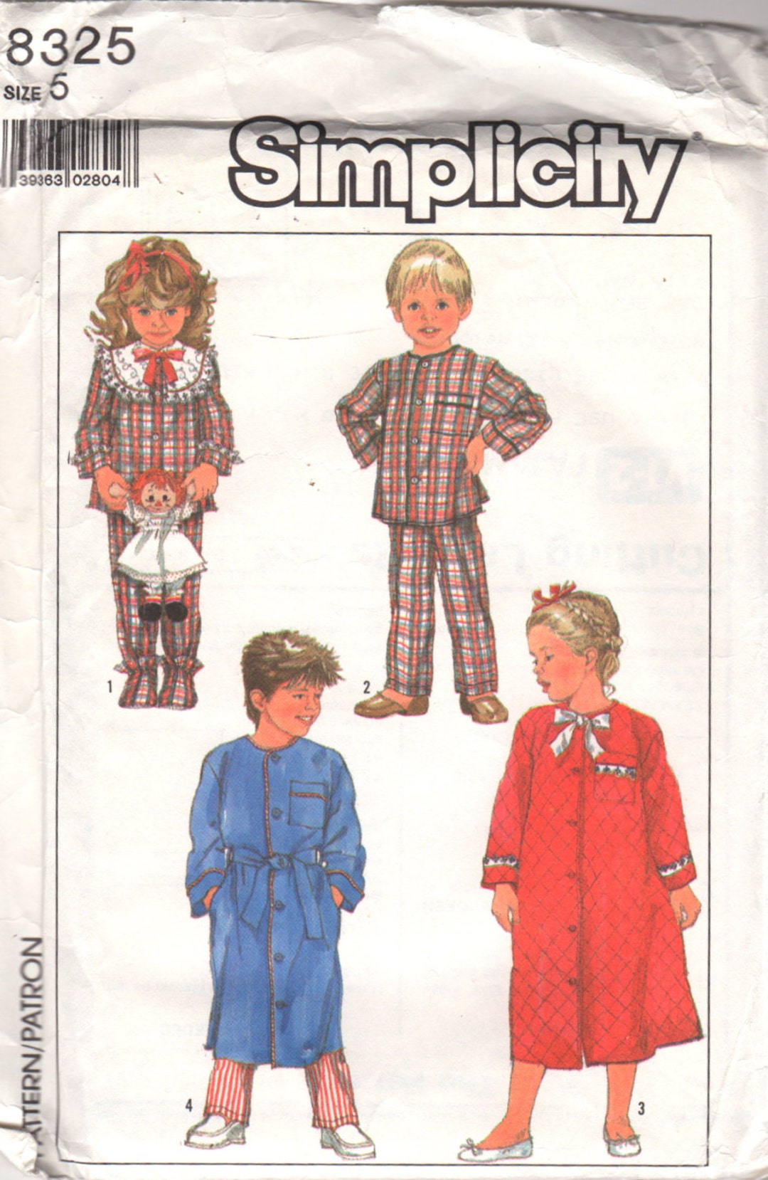 1980s Simplicity 8325 Childs Robe and Pajamas Pattern With Booties Boys ...