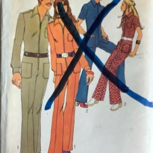 1970s Simplicity 9596 Mens Groovy JUMPSUIT Pattern for Knits Adult ...