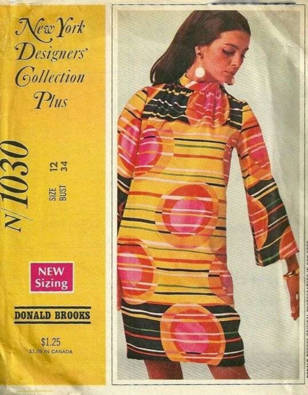 Mccalls 1030 1960s Misses Bell Sleeve Designer Dress Pattern Donald ...