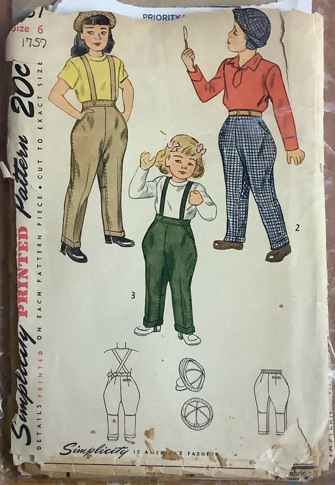 Simplicity 1757 1940s Boys Girls Full Hip Tapered Ankle Jodphurs and ...