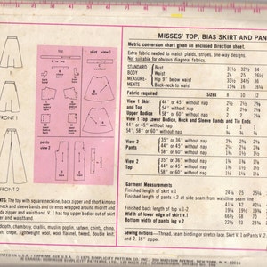 1970s Simplicity 7223 Misses Midriff Wrap Top Bias Skirt and Pants ...