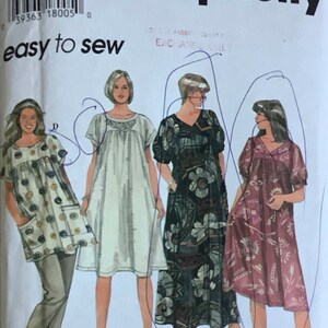 Simplicity 9548 V or Round Neck Pullover Caftan Tunic Top Dress Pattern ...