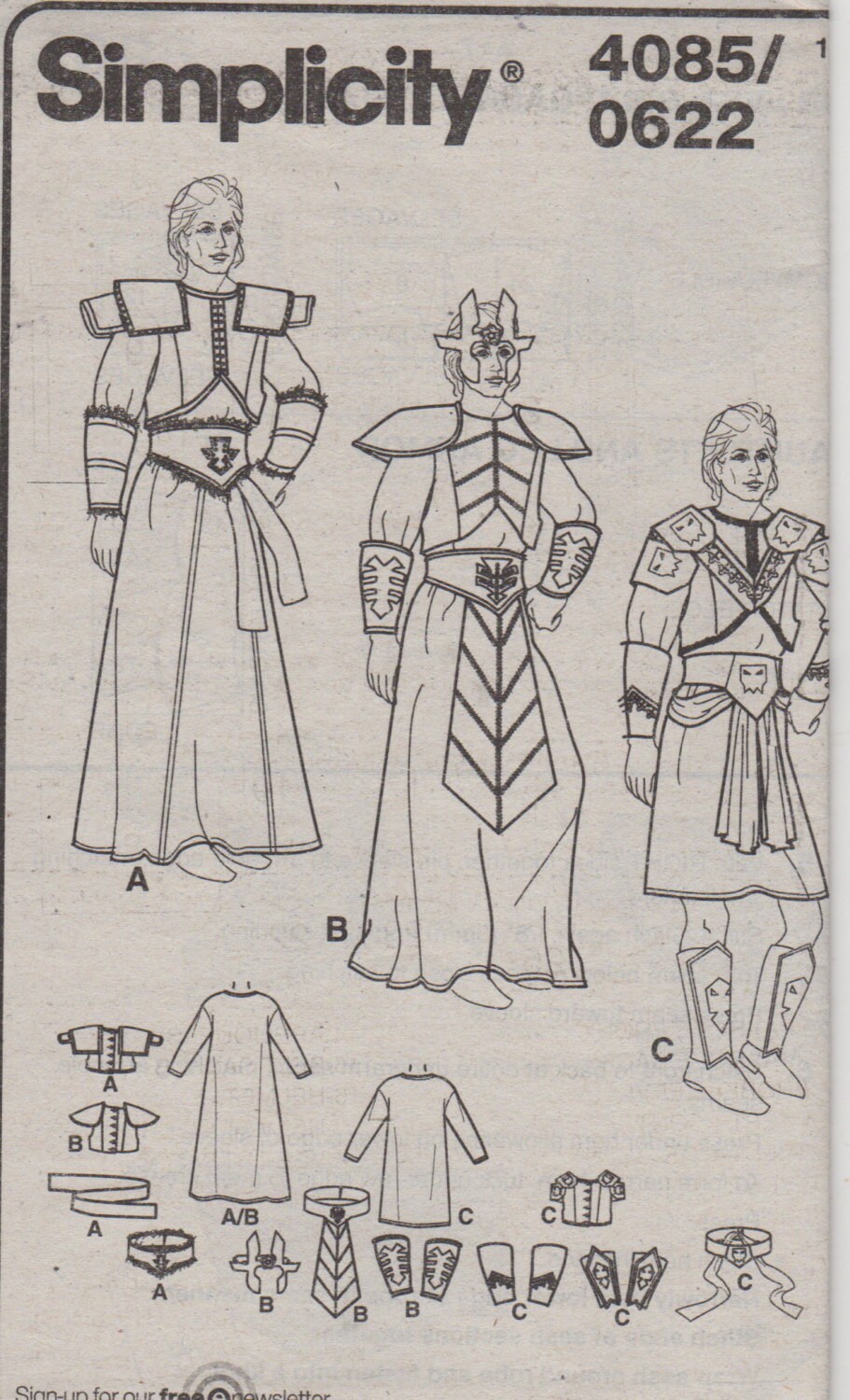 Simplicity 4085 0622 0768 Mens Elven Warrior Costume Pattern - Etsy