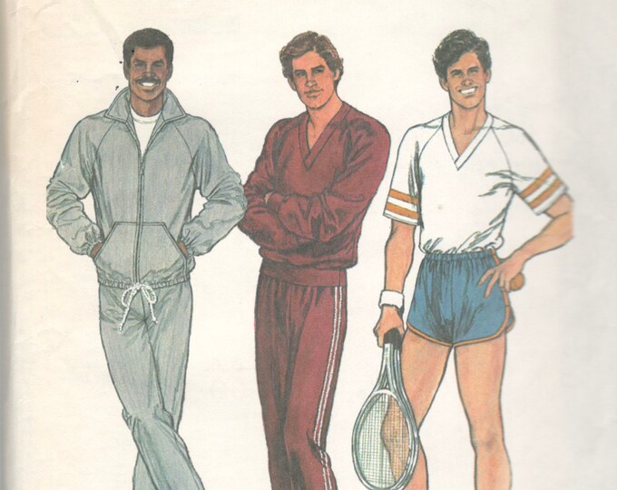 Simplicity 5565 1980s Mens Running Suit Pattern Sweatsuit Shorts T ...
