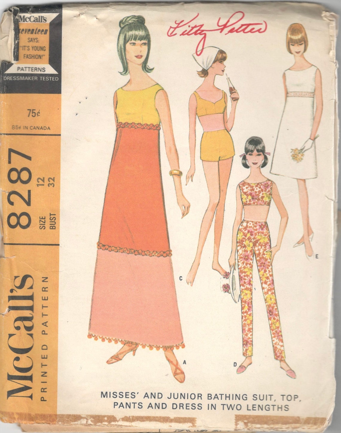 Mccalls 8287 1960s Misses Bathing Suit Top High Waist Pants - Etsy