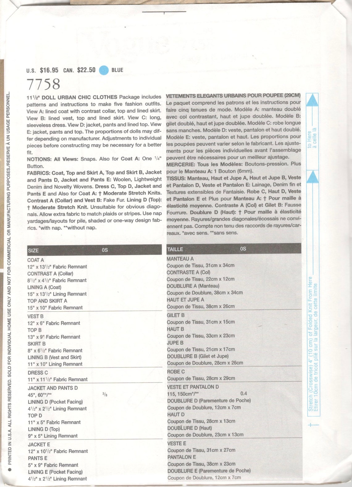 Vogue 7758 1 1/2 Inch Barbie Urban Chic Doll Clothes Pattern - Etsy