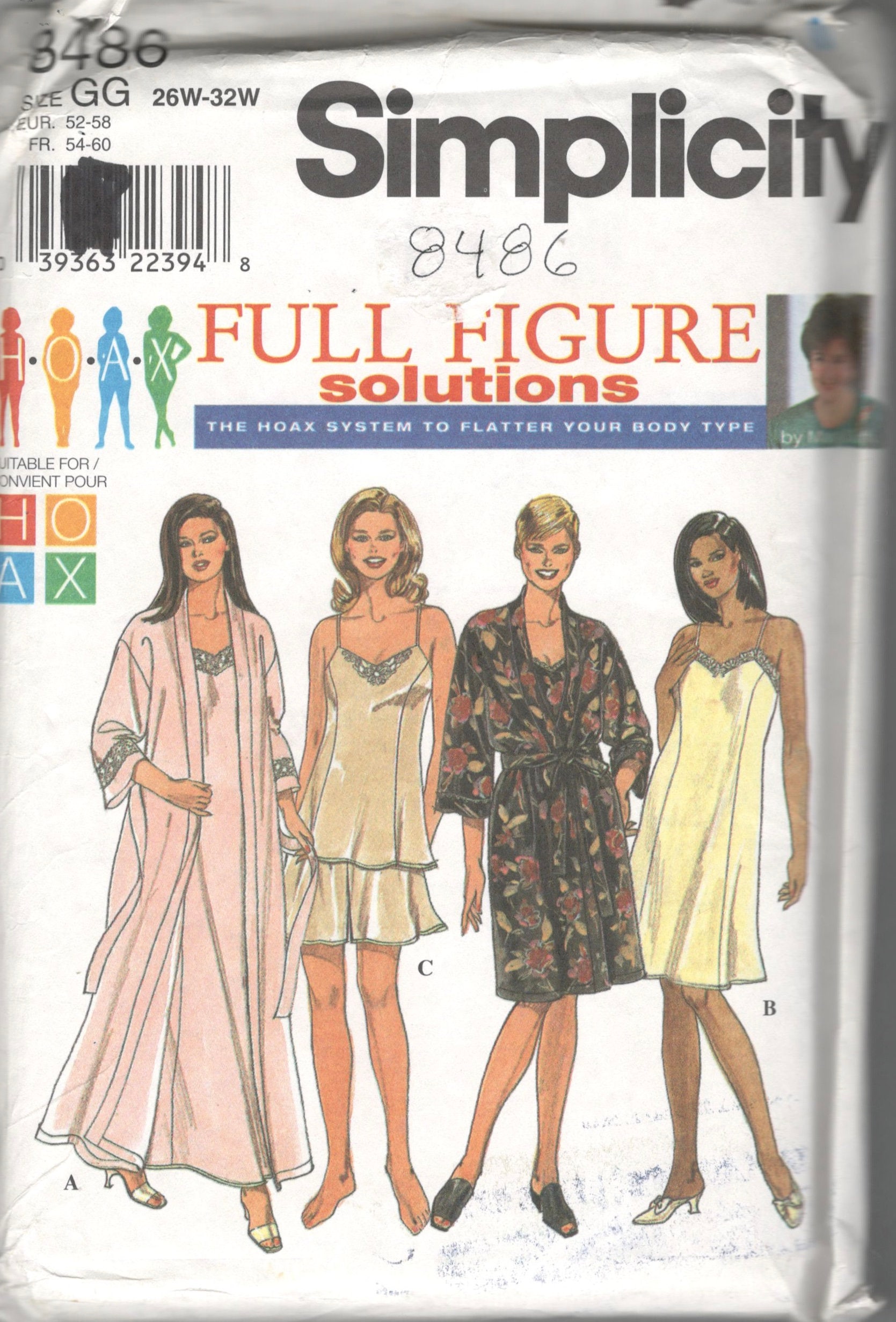 Simplicity 8486 Womens Slip Nightgown Camisole Tap Pants Robe - Etsy
