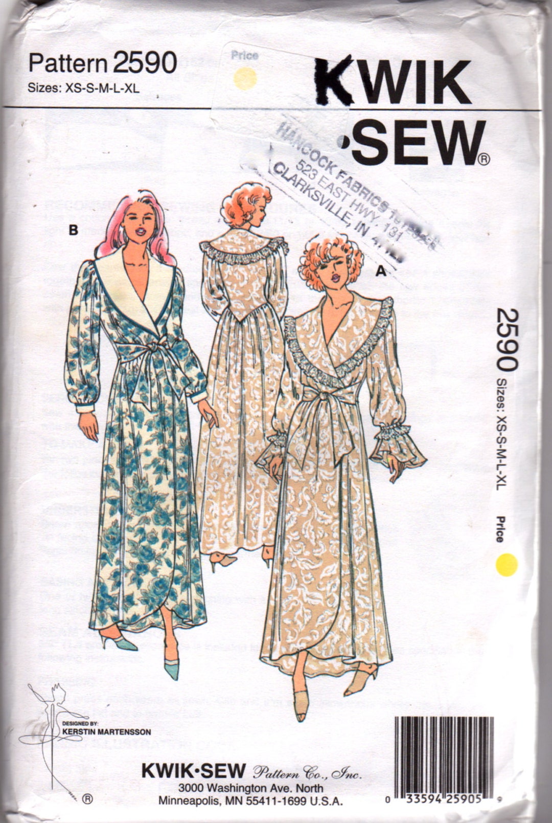 Kwik Sew 2590 1990s Misses Romantic Ruffled Robe Pattern Shawl Collar ...