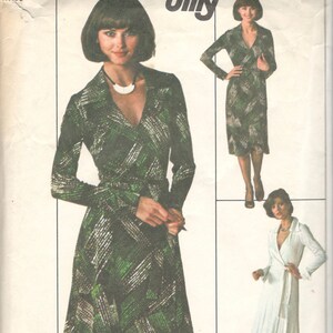 Simplicity 7705 1970s Designer Style Wrap Dress Pattern Womens Vintage ...