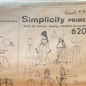 Simplicity 6201 Childs 1960s Costume Pattern Good Fairy Wicked Witch ...