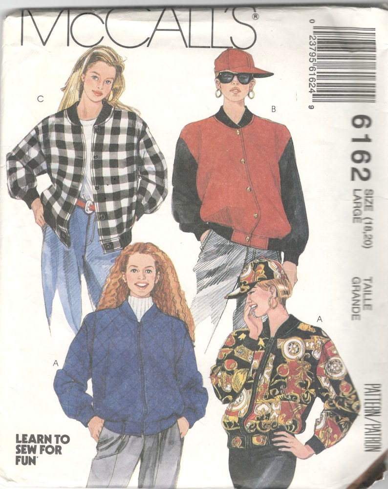 Mccalls 6162 Unlined Bomber Jacket and Hat Pattern Loose Fitting Womens ...