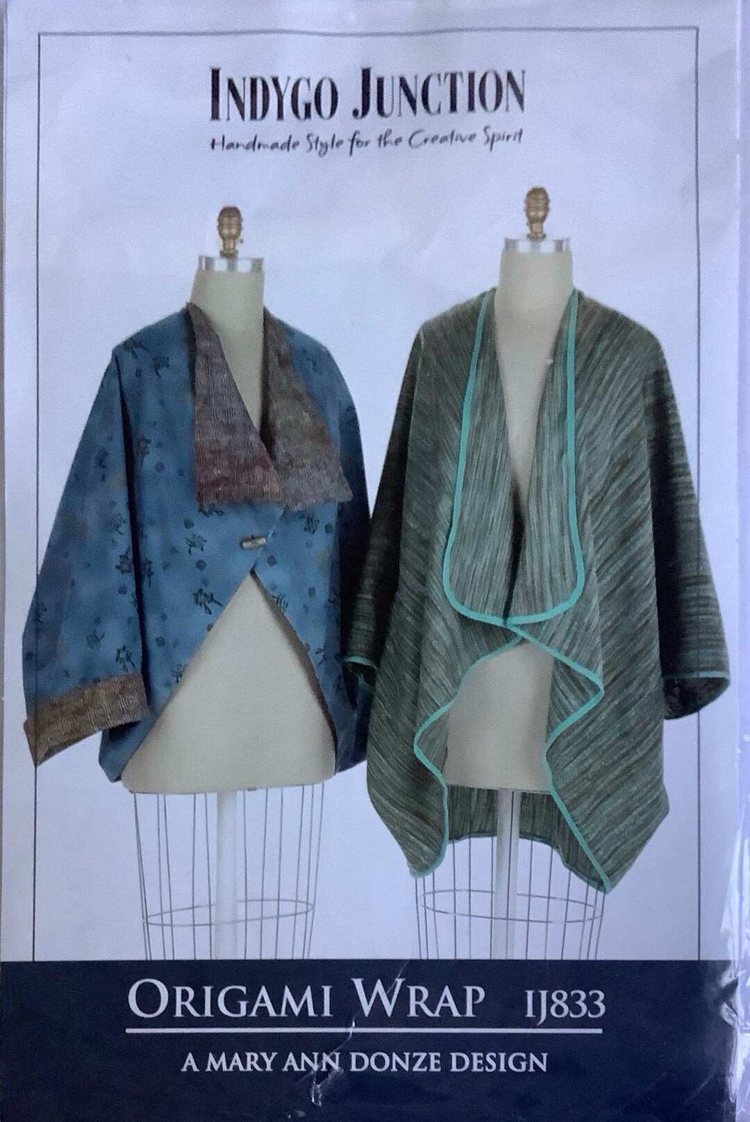 Indygo Junction 833 Origami Wrap Pattern Draped Reversible Easy Fashion Accessory 3 Sleeve ...