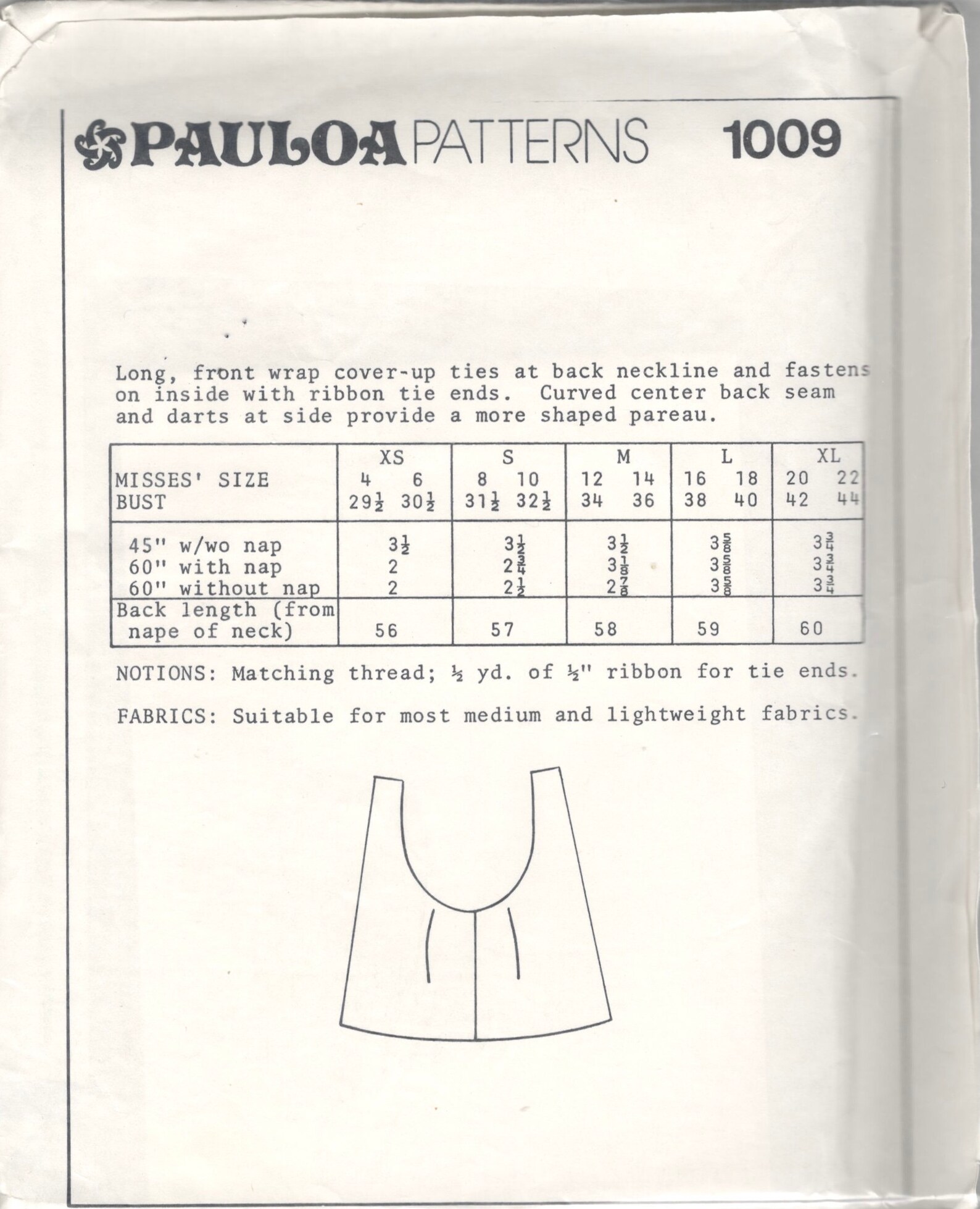 1970s Pauloa 1009 Misses Wrap and Tie Dress Cover up Pattern - Etsy