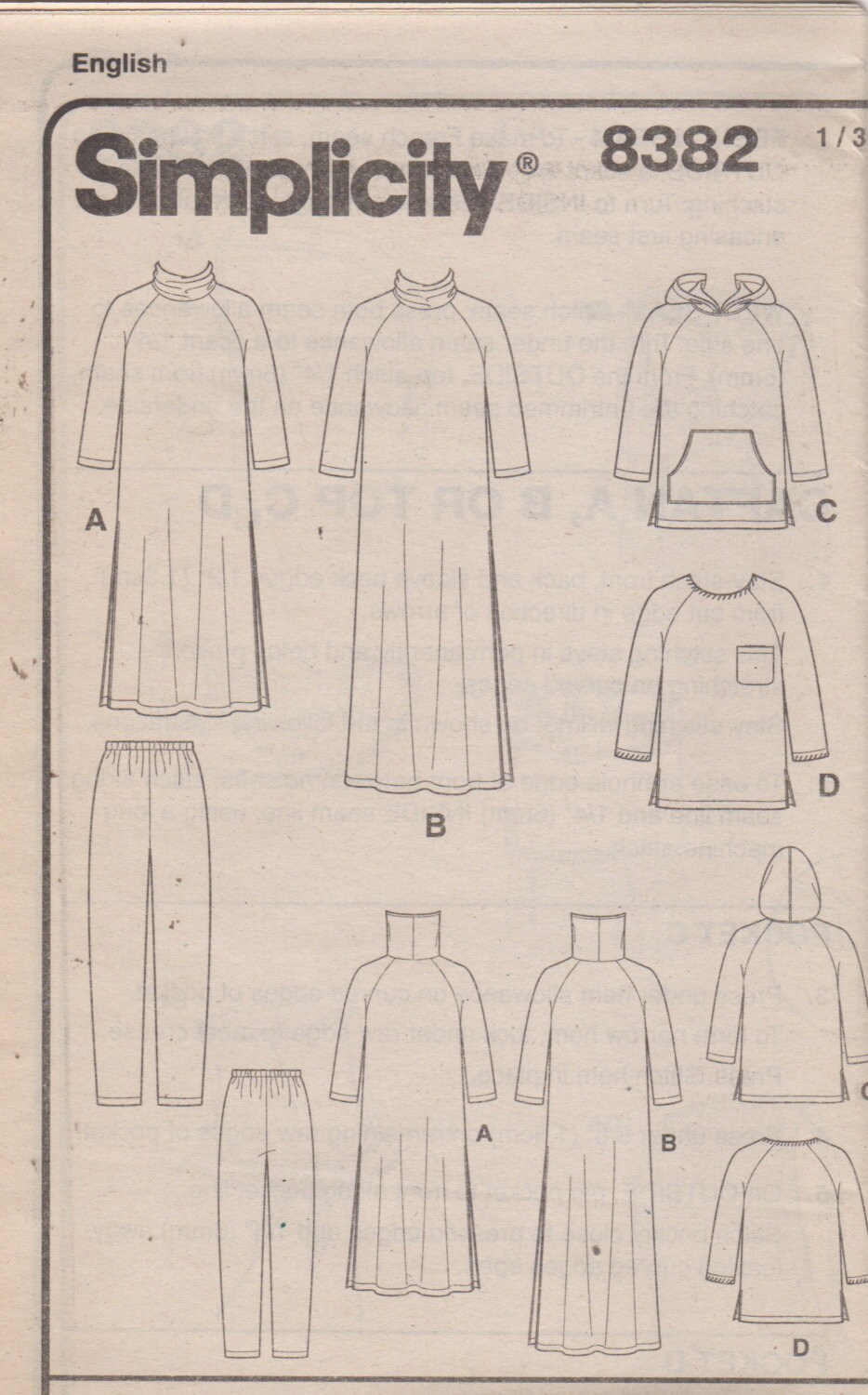 Simplicity 8382 Womens Pullover Caftan Top and Pants Pattern | Etsy