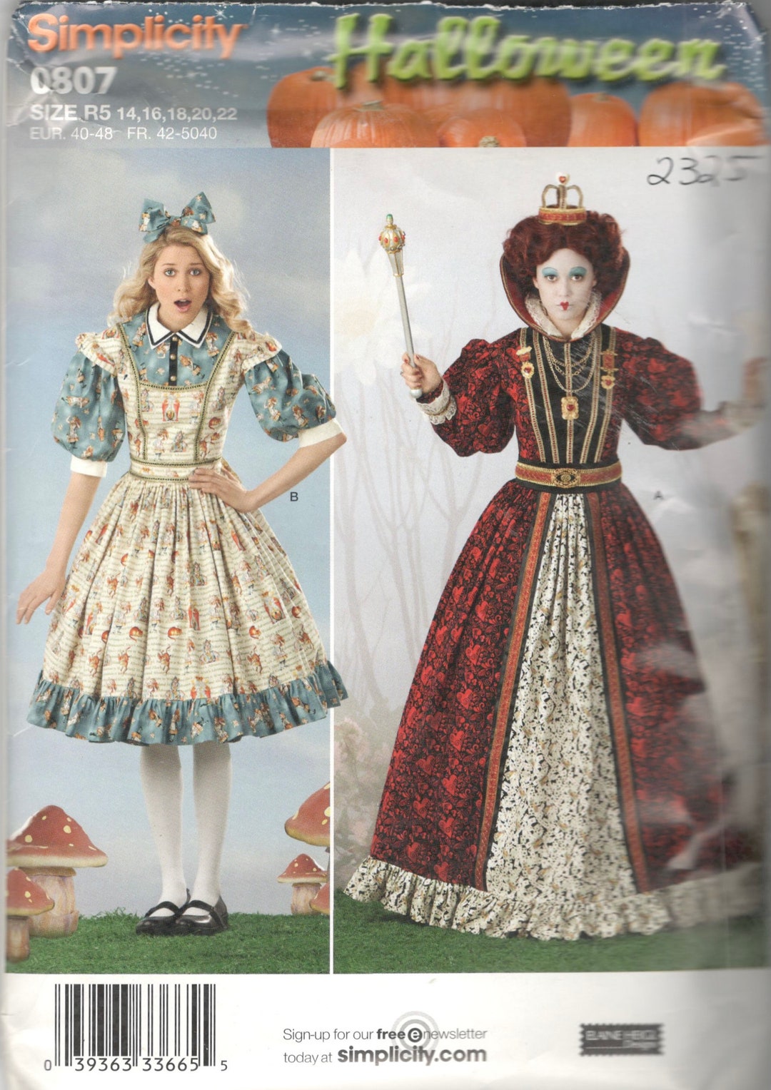 Simplicity 0807 2325 Alice Wonderland Queen of Hearts Costume - Etsy