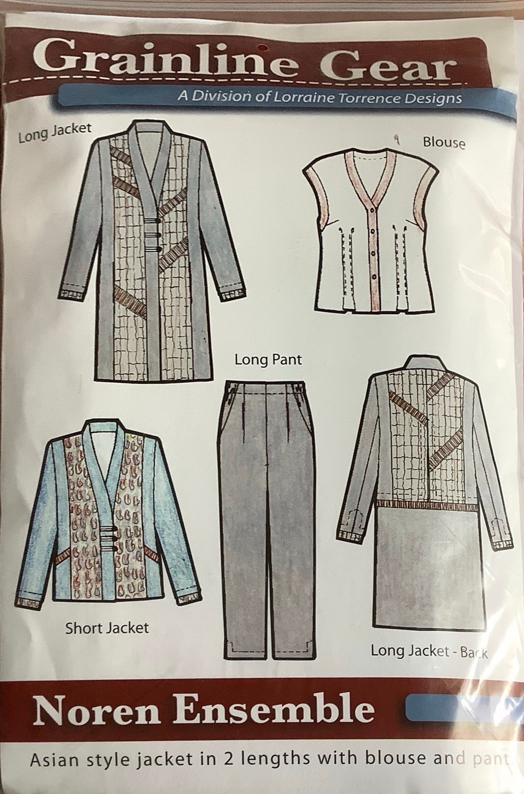 Grainline Gear 1522 Asian Style Jacket 2 Lngths Blouse Pants Pattern ...