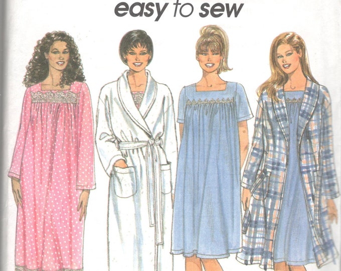 Simplicity 7944 Womens Pullover Nightgown and Wrap Robe Nightgown Easy ...