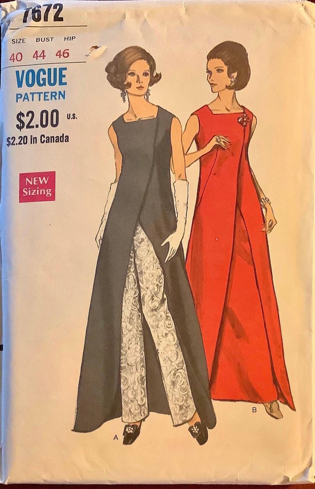 Vogue 7672 1960s Opulent Overdress Skirt and Pants Pattern Cut Away at ...