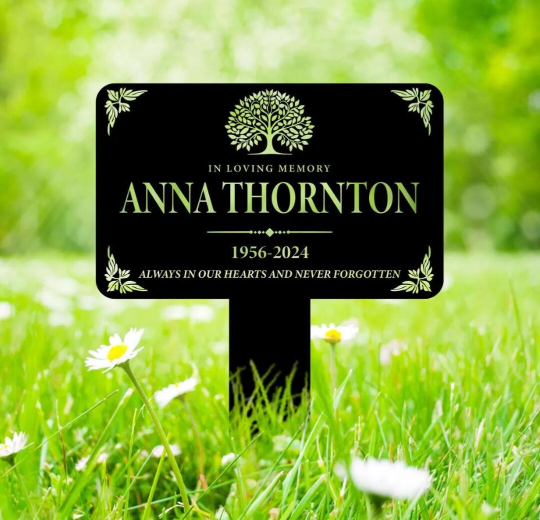 Custom Memorial Tree Sign With Stake, Personalized Metal Plaque, Grave ...