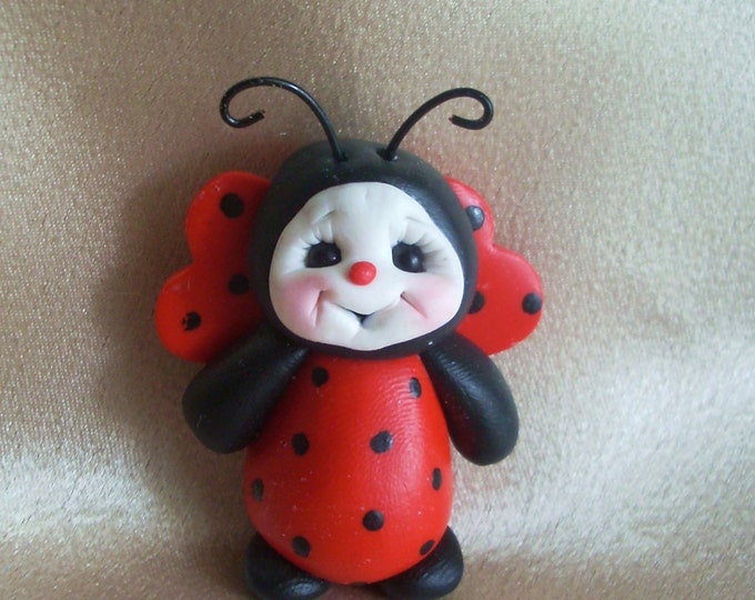 Pin Pins Ladybug Handcrafted Sculpture Figurine Gift Insect Polymer ...