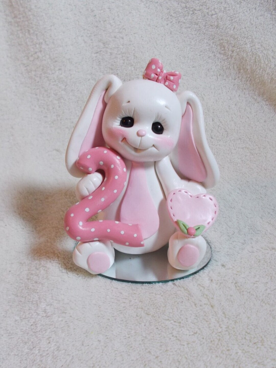 RABBIT CAKE TOPPER: Handcrafted Polymer Clay Bunny Rabbit Birthday Cake ...