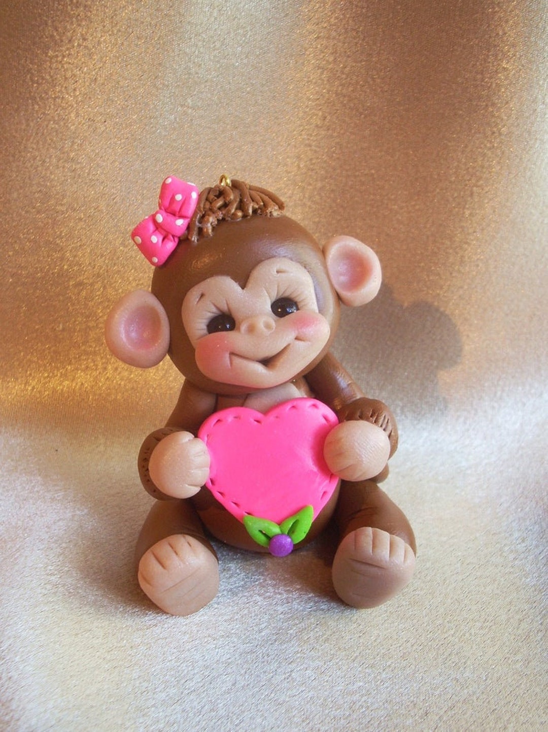 MONKEY CAKE TOPPER, Christmas Ornament Handmade Polymer Clay ...
