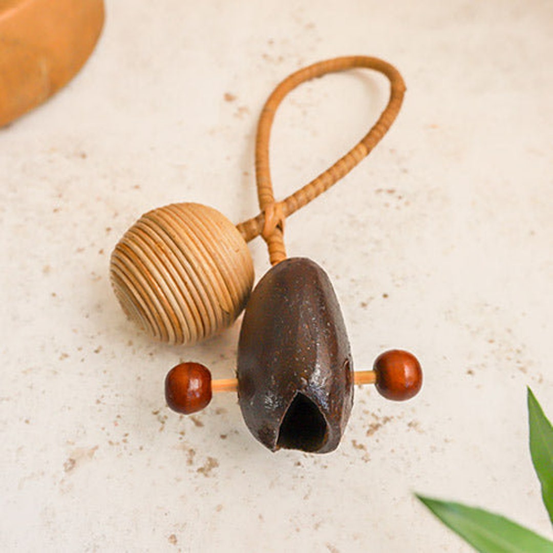 Rattan Maraca Looped Wooden Handle With Clacker Music Instrument Hand ...
