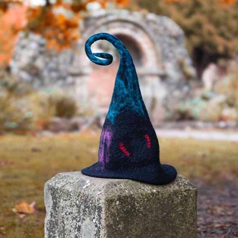 Festival Felt Witchy Pointy Cap Hat 100% Wool - Etsy